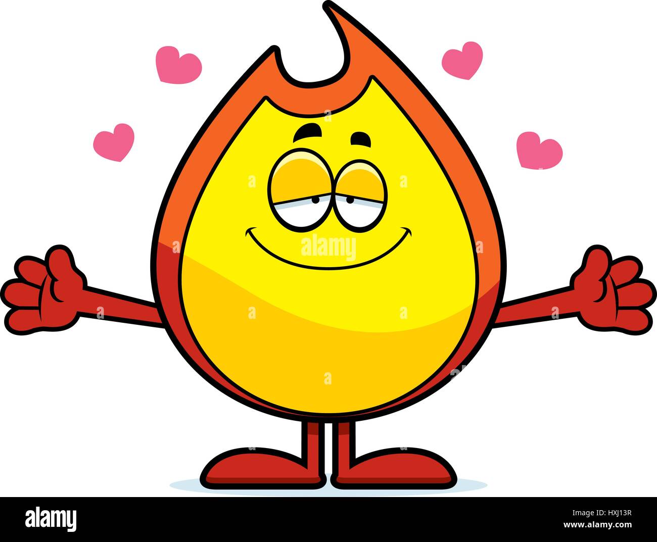 A cartoon illustration of a fire ready to give a hug Stock Vector Image ...