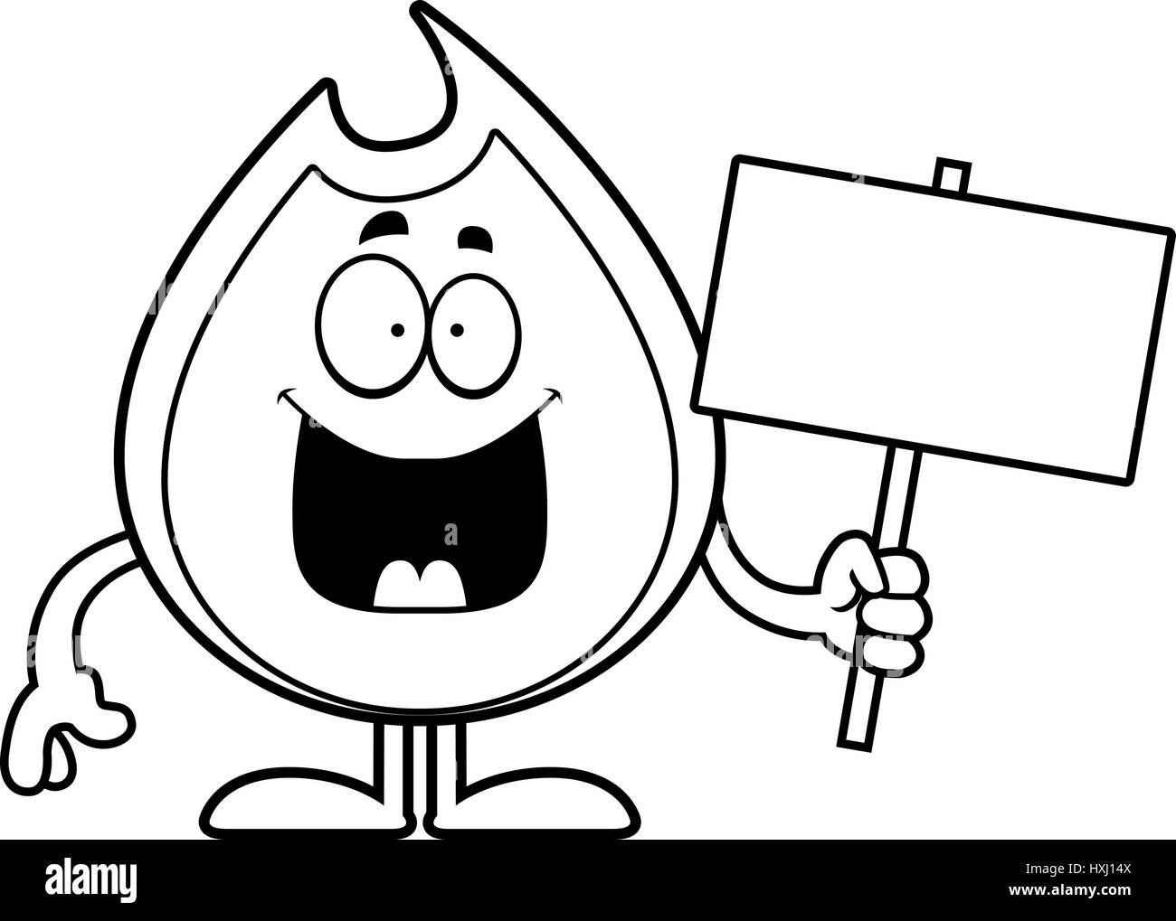 A cartoon illustration of a fire holding a sign Stock Vector Image ...