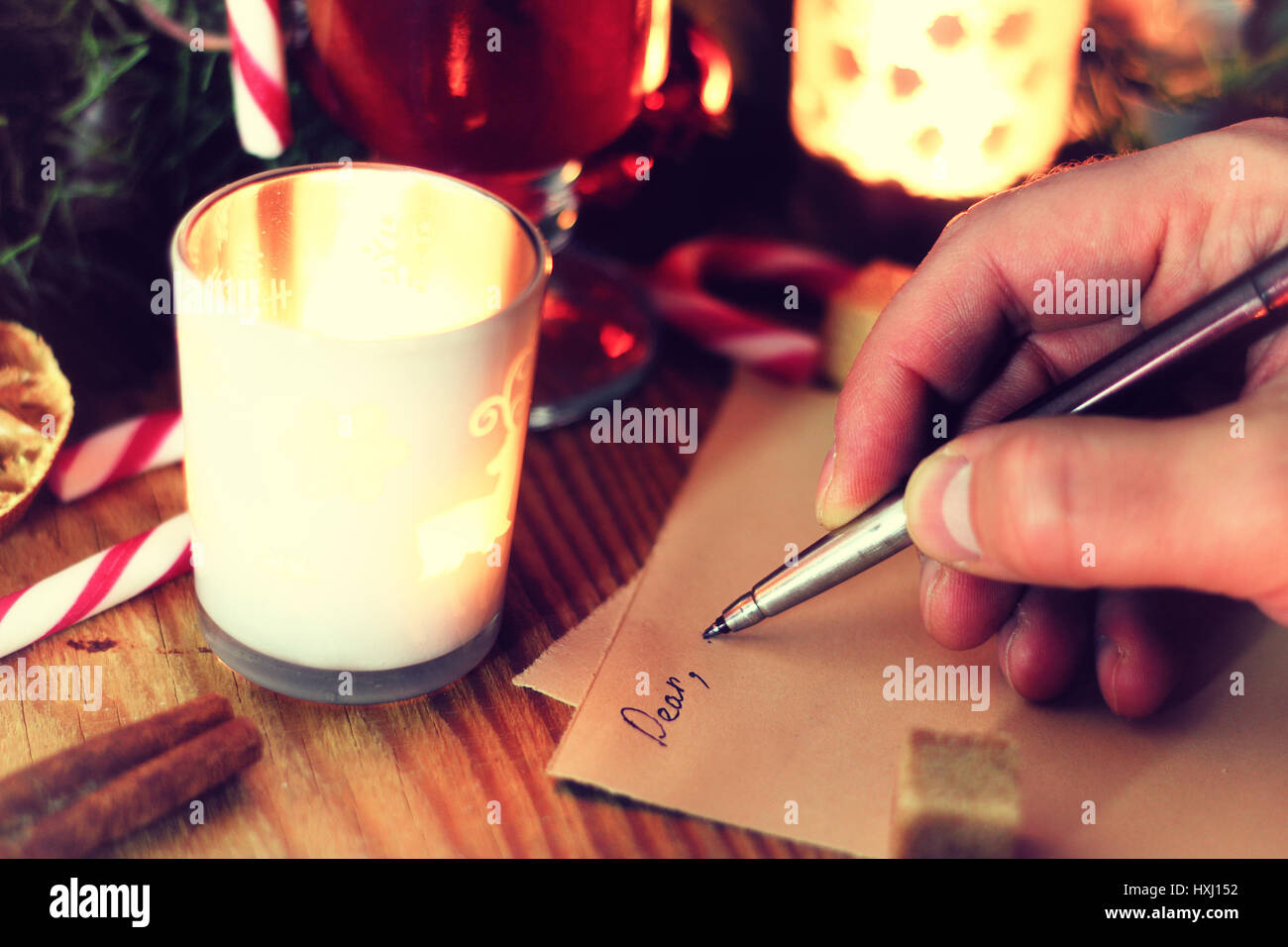 christmas hand writing story Stock Photo - Alamy