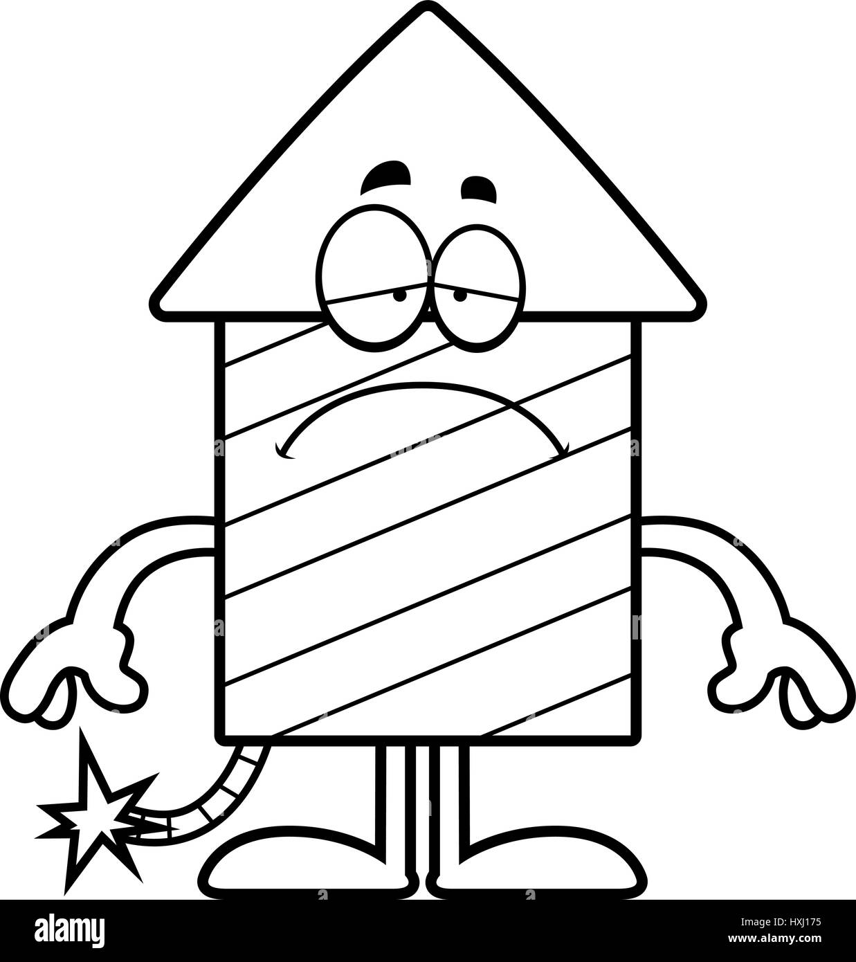 A cartoon illustration of a firework rocket looking sad Stock Vector ...