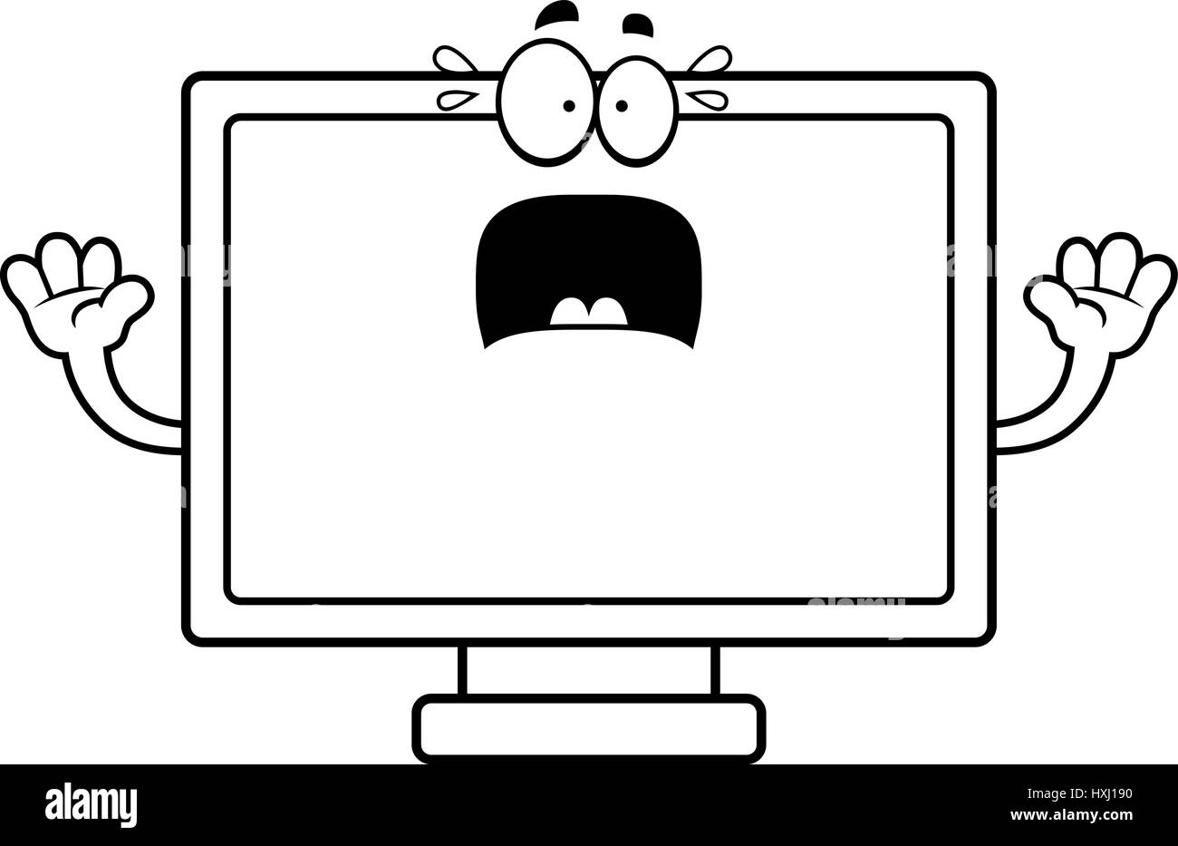 A cartoon illustration of a flat screen television looking scared Stock ...