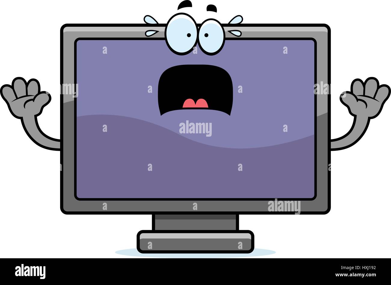 A cartoon illustration of a flat screen television looking scared Stock ...