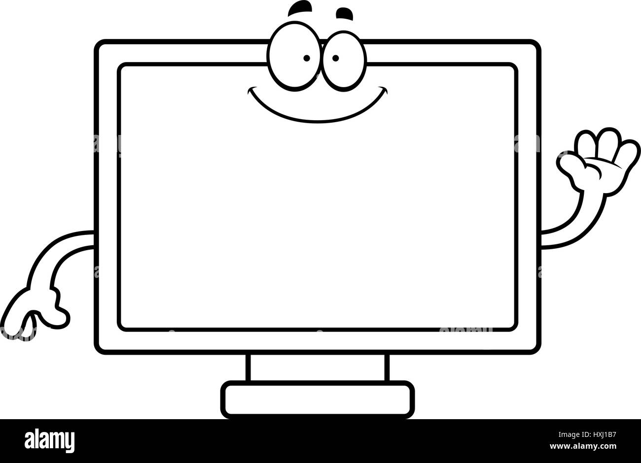 A cartoon illustration of a flat screen television waving Stock Vector ...
