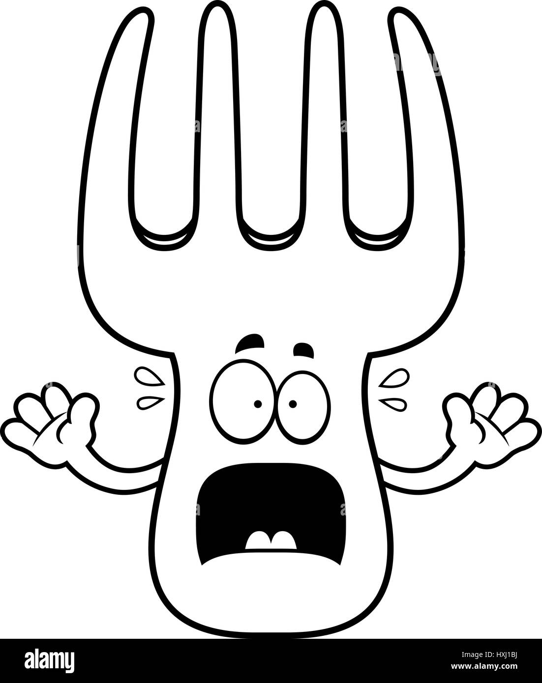 A cartoon illustration of a fork looking scared Stock Vector Image ...