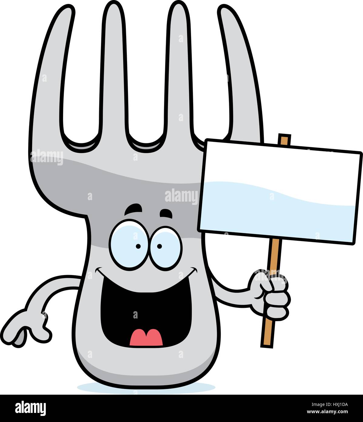 A cartoon illustration of a fork holding a sign Stock Vector Image ...