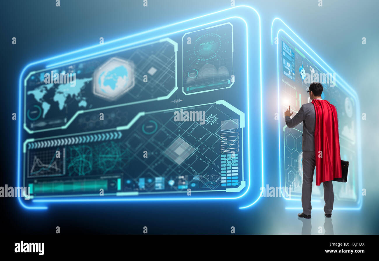 Superhero in data management concept Stock Photo - Alamy
