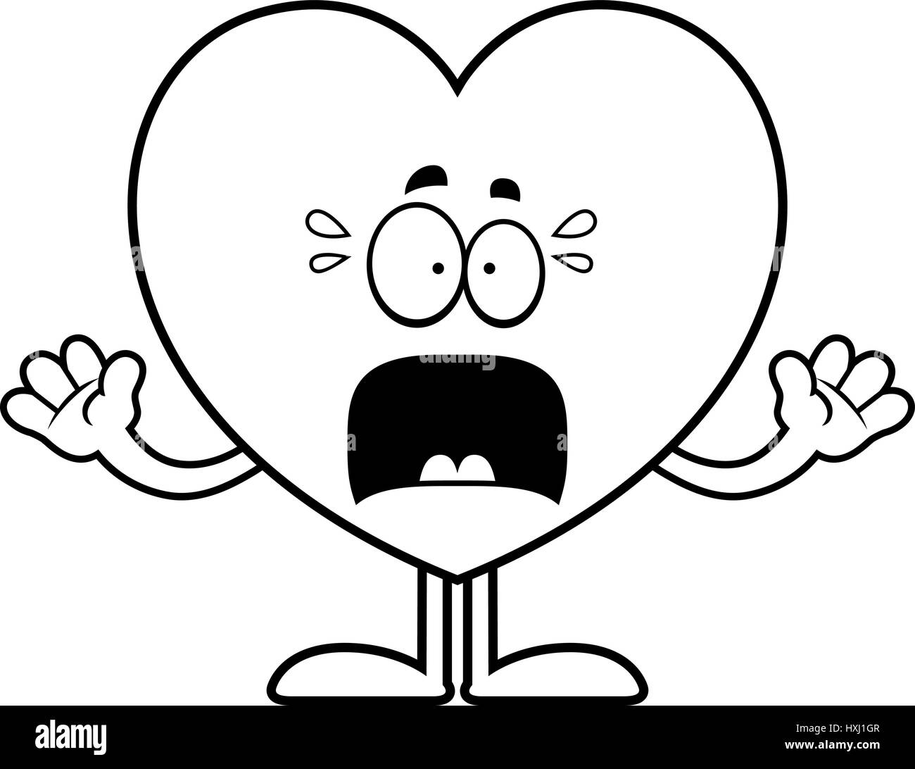 A cartoon illustration of a heart card suit looking scared Stock Vector ...
