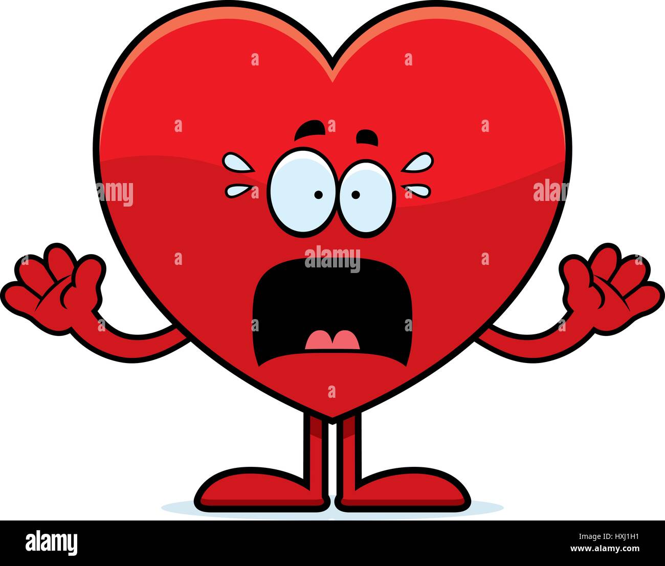A cartoon illustration of a heart card suit looking scared Stock Vector ...