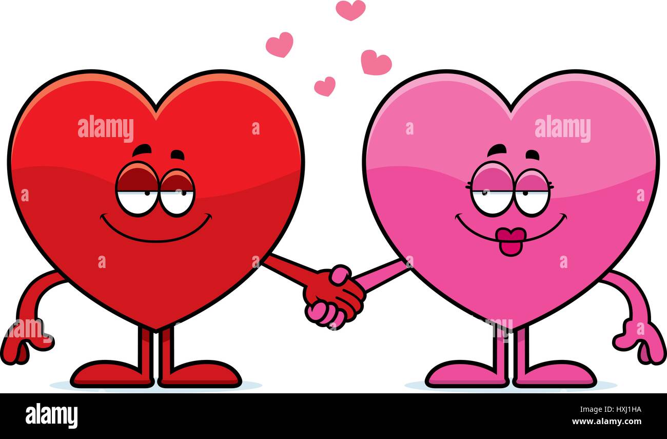 A cartoon illustration of a pair of hearts holding hands Stock Vector ...