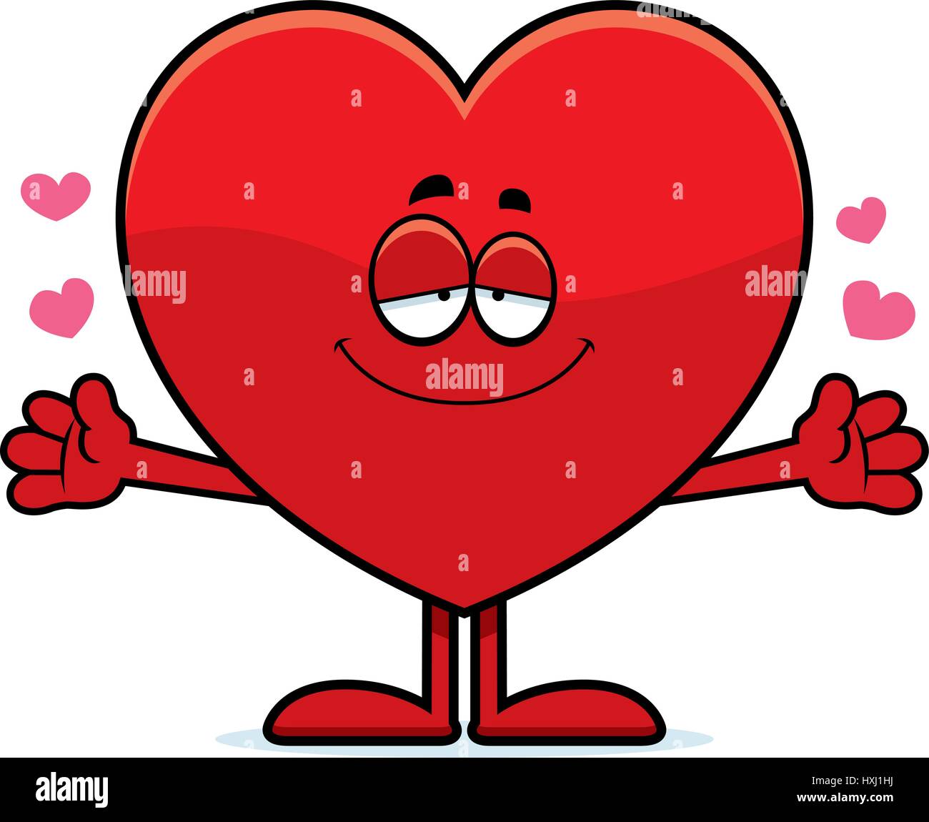 A cartoon illustration of a heart card suit ready to give a hug Stock ...
