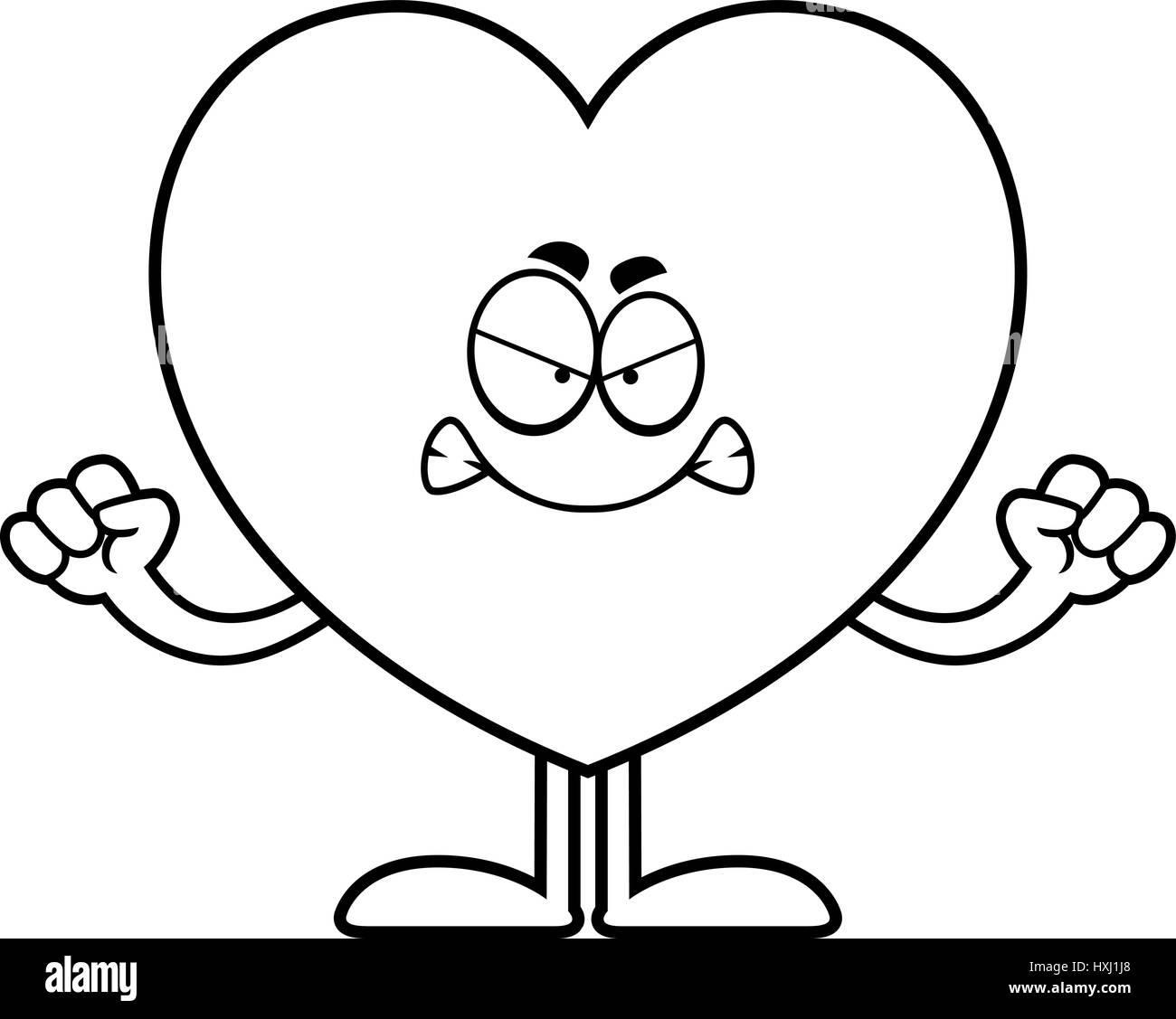 A cartoon illustration of a heart card suit looking angry Stock Vector ...