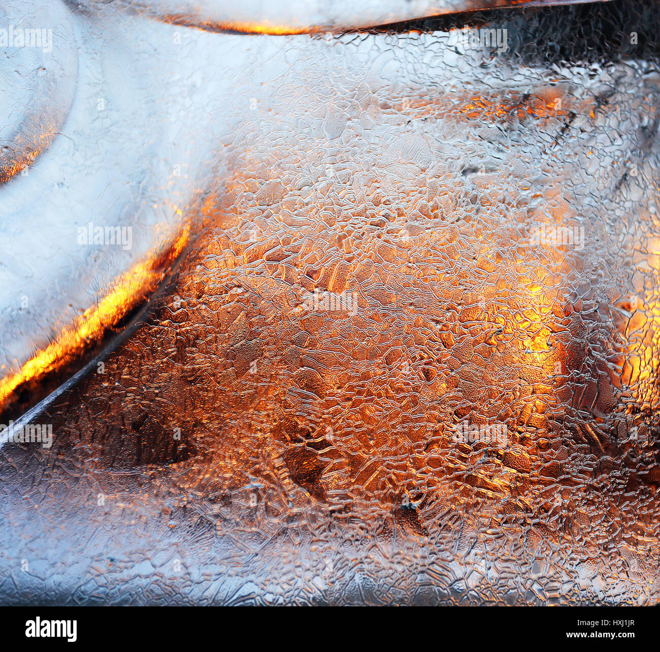 Beautiful transparent texture of the ice are photographed close-up ...