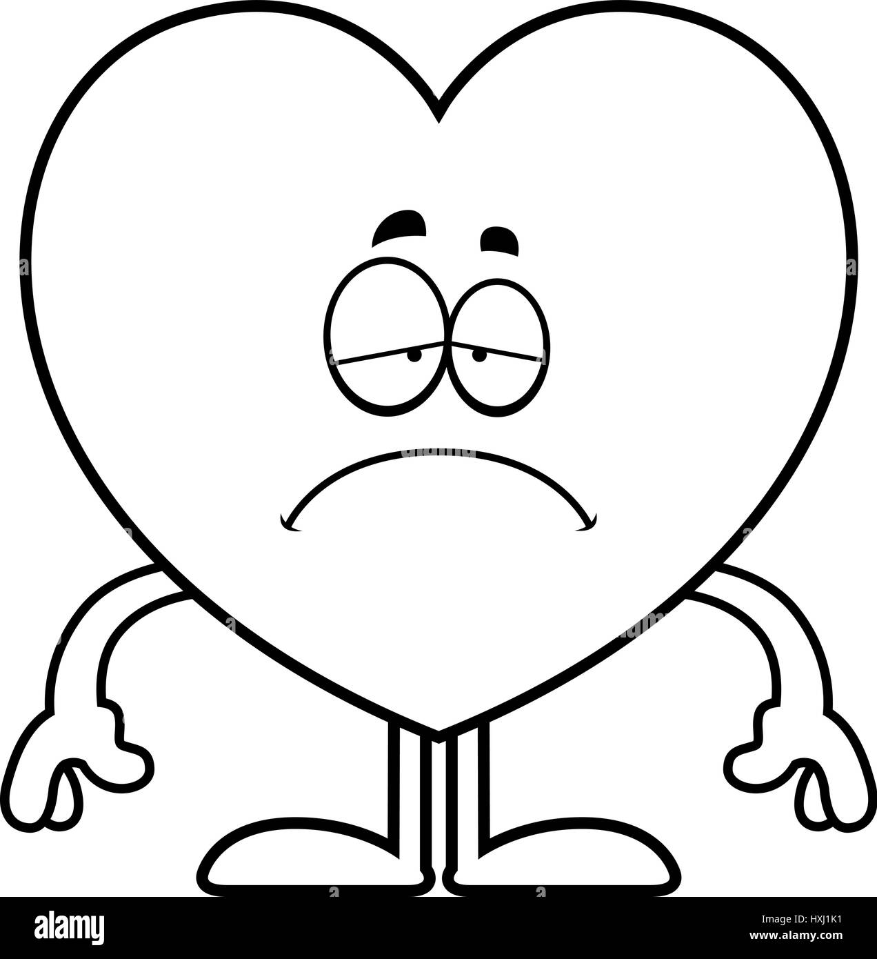 A cartoon illustration of a heart card suit looking sad Stock Vector ...