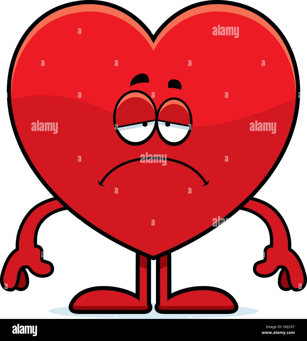A cartoon illustration of a heart card suit looking sad Stock Vector ...