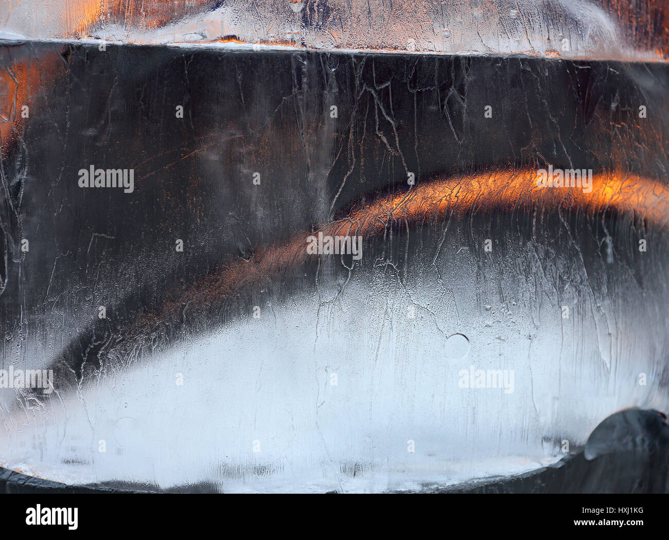 Beautiful transparent texture of the ice are photographed close-up ...