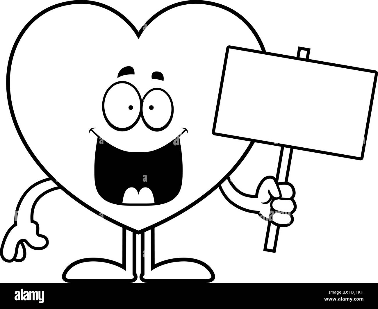 A cartoon illustration of a heart card suit holding a sign Stock Vector ...