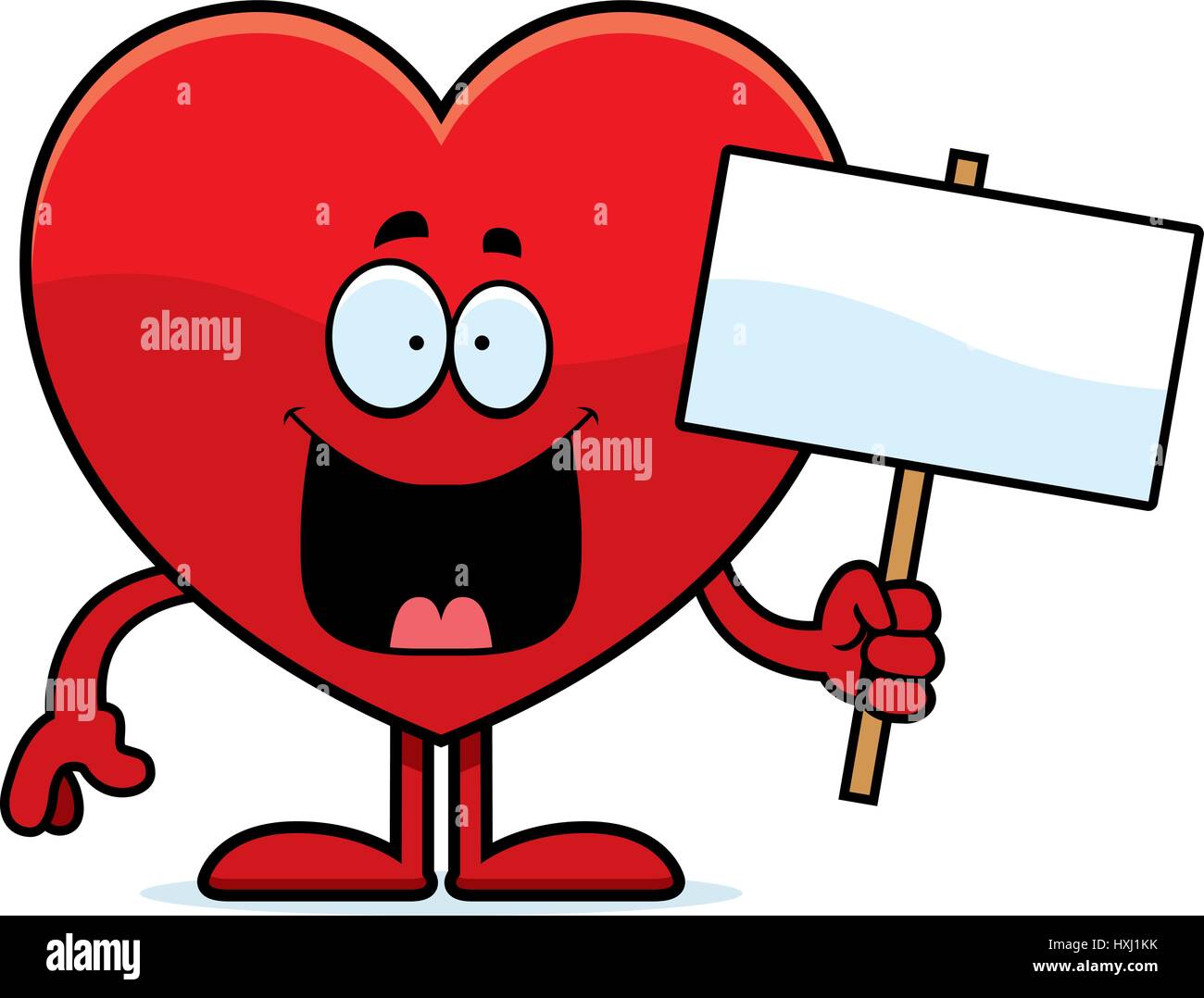 A cartoon illustration of a heart card suit holding a sign Stock Vector ...