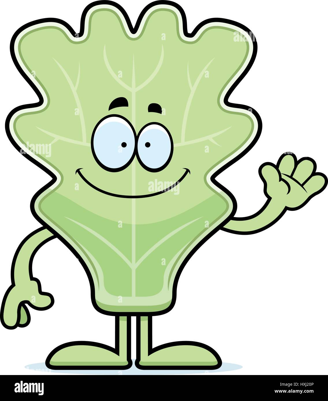A cartoon illustration of a lettuce leaf waving Stock Vector Image ...
