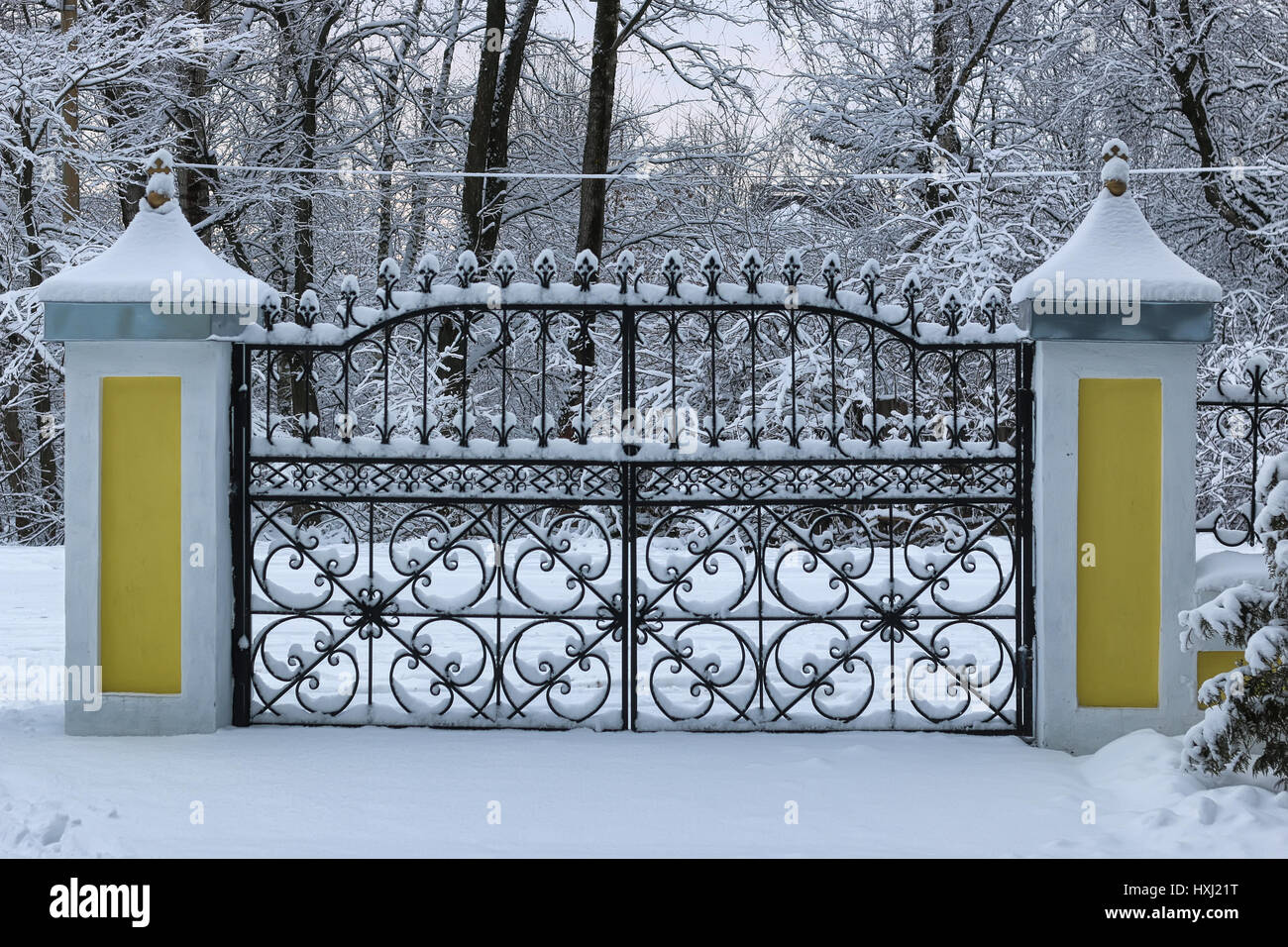 Snow Covered Wrought Iron Fence High Resolution Stock Photography and ...