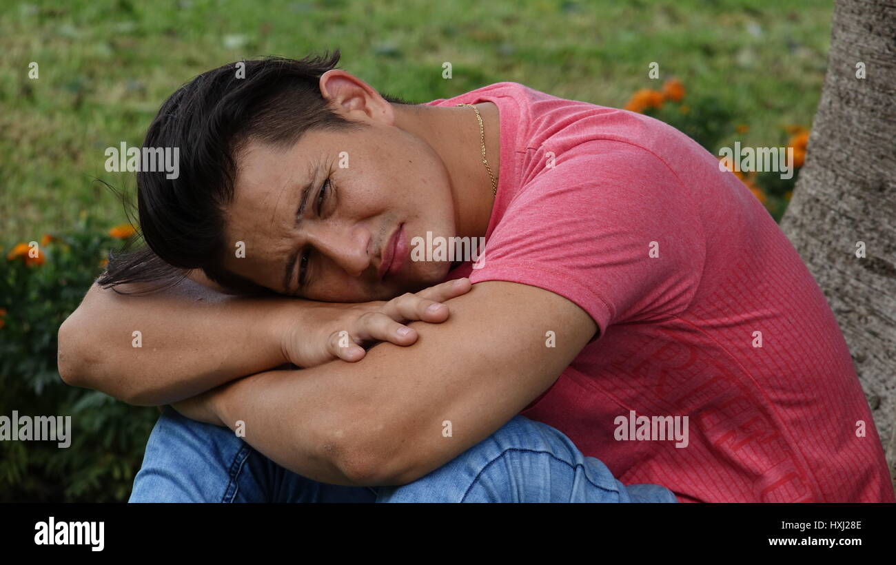 Sad Or Tired Man Stock Photo - Alamy