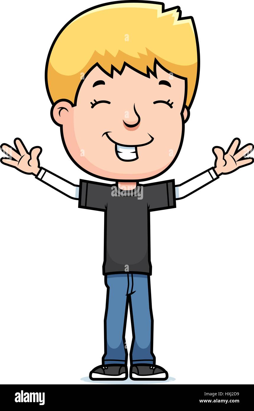 A cartoon illustration of a teenage boy looking happy Stock Vector ...