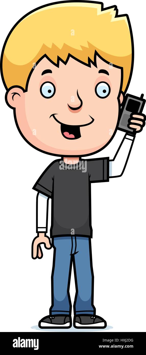 A cartoon illustration of a teenage boy talking on the phone Stock ...