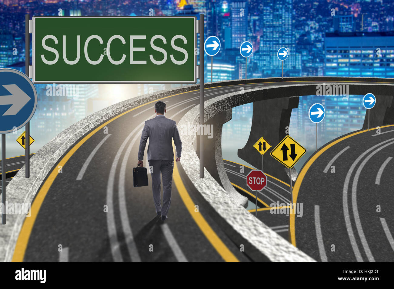 Businessman in business success concept Stock Photo - Alamy