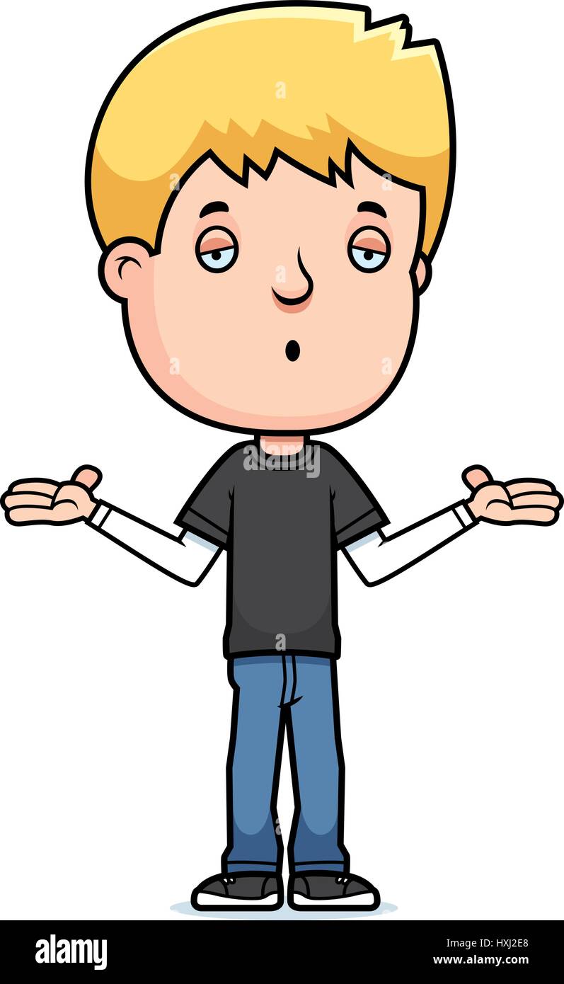 A cartoon illustration of a teenage boy shrugging Stock Vector Image ...