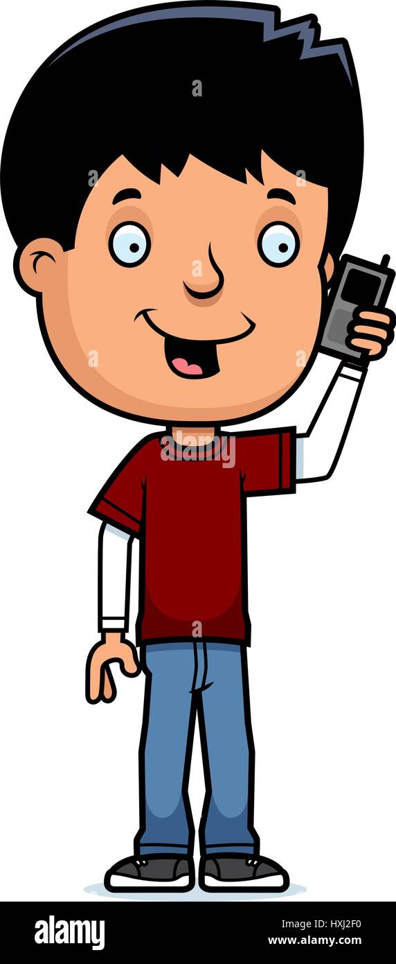 A cartoon illustration of a teenage boy talking on the phone Stock ...