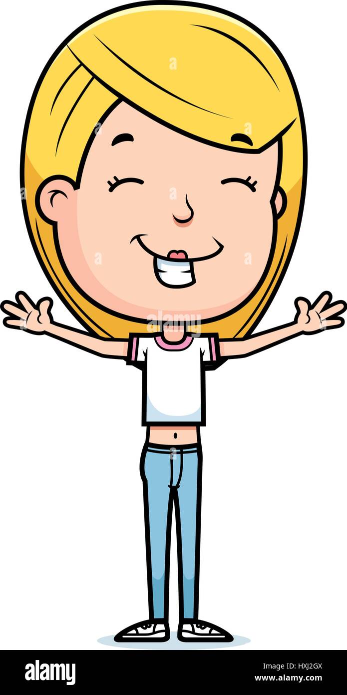 A cartoon illustration of a teenage girl looking happy Stock Vector ...