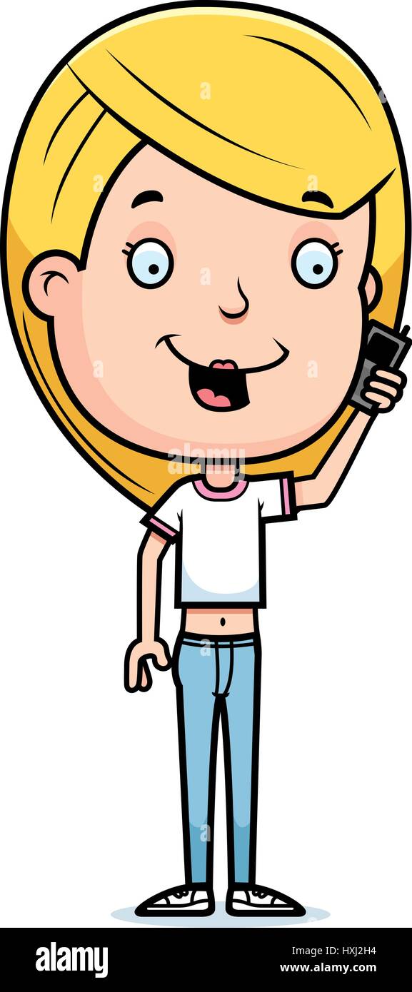 Girl Talking On Phone Clipart