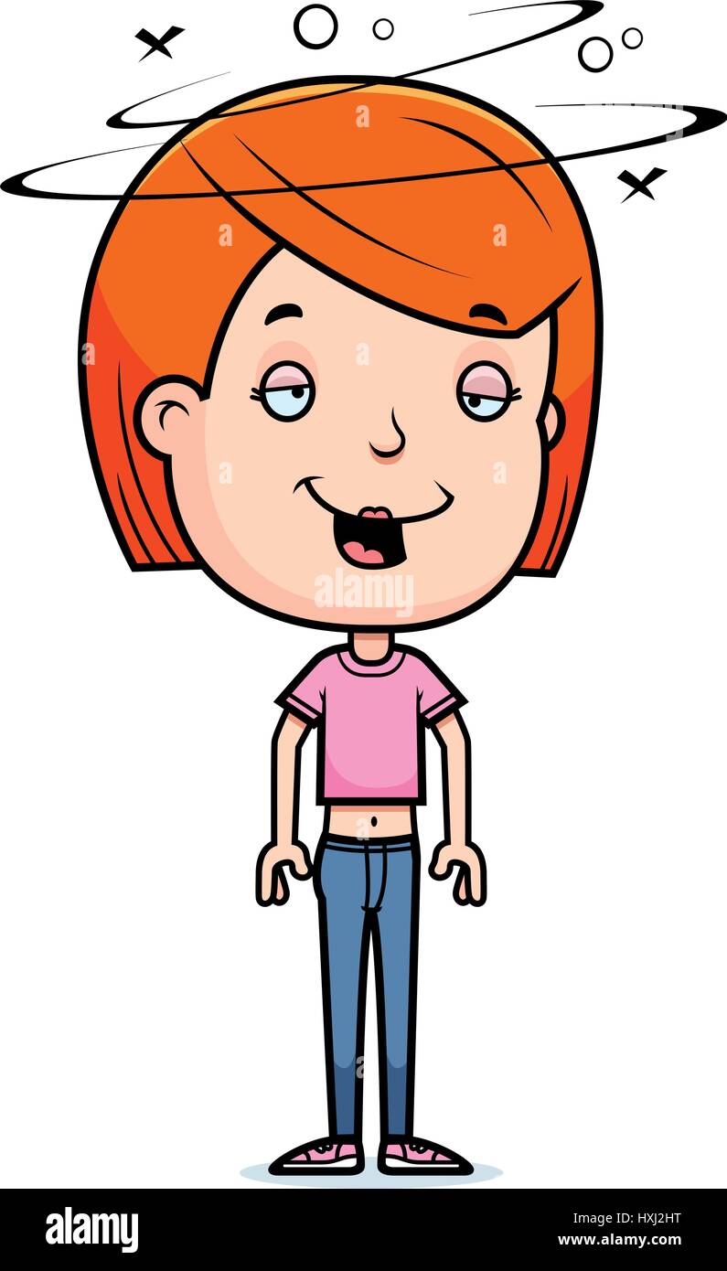 A cartoon illustration of a teenage girl looking drunk Stock Vector ...