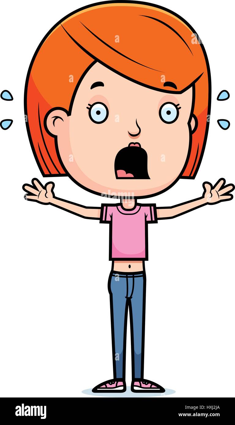 A cartoon illustration of a teenage girl looking scared Stock Vector ...
