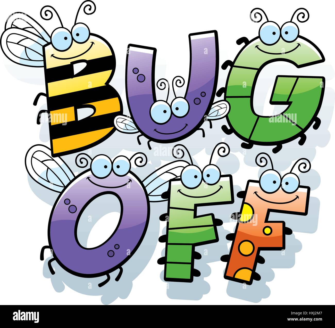 A cartoon illustration of the words bug off with an insect theme Stock ...