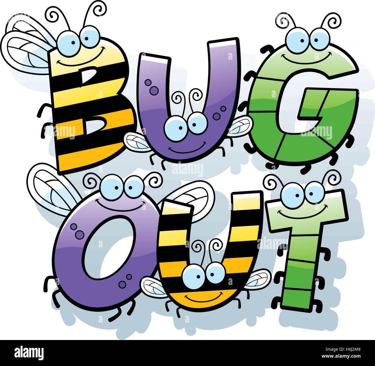 A cartoon illustration of the words bug out with an insect theme Stock ...