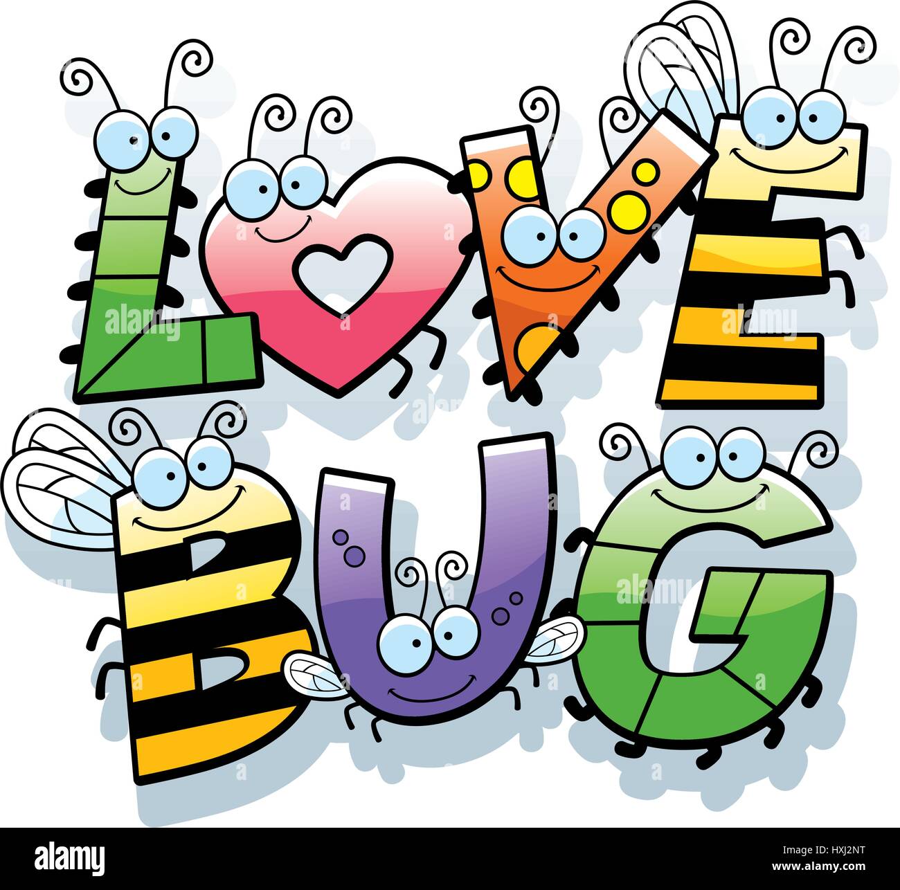 A cartoon illustration of the words love bug with an insect theme Stock ...