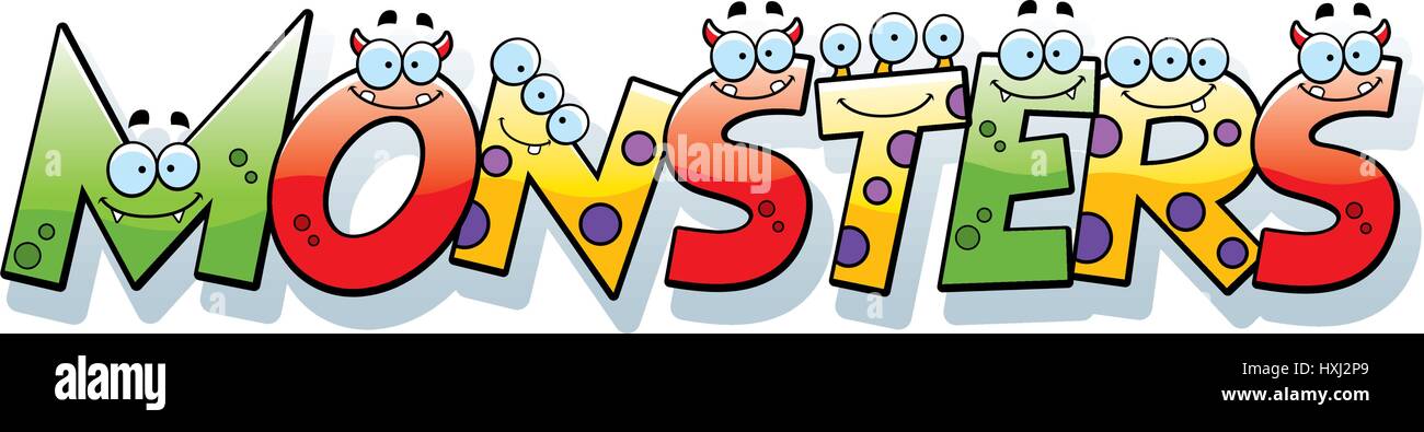 A cartoon illustration of the word monsters with a monster theme Stock ...