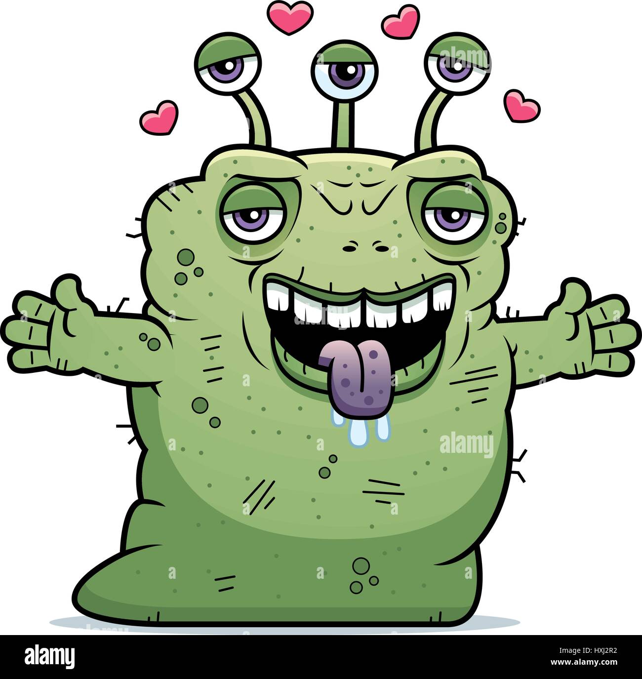 A cartoon illustration of an ugly alien ready to give a hug Stock ...