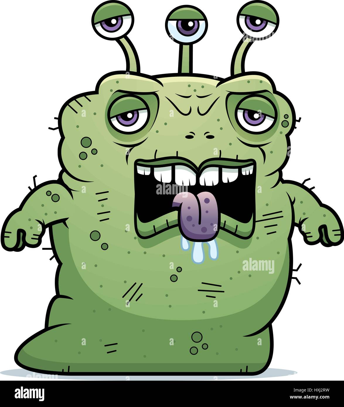 A cartoon illustration of an ugly alien looking tired Stock Vector ...