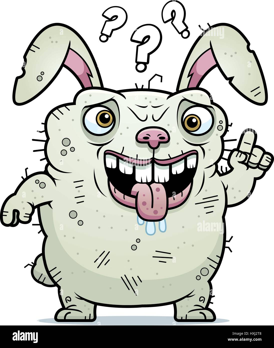 A cartoon illustration of an ugly bunny looking confused Stock Vector ...