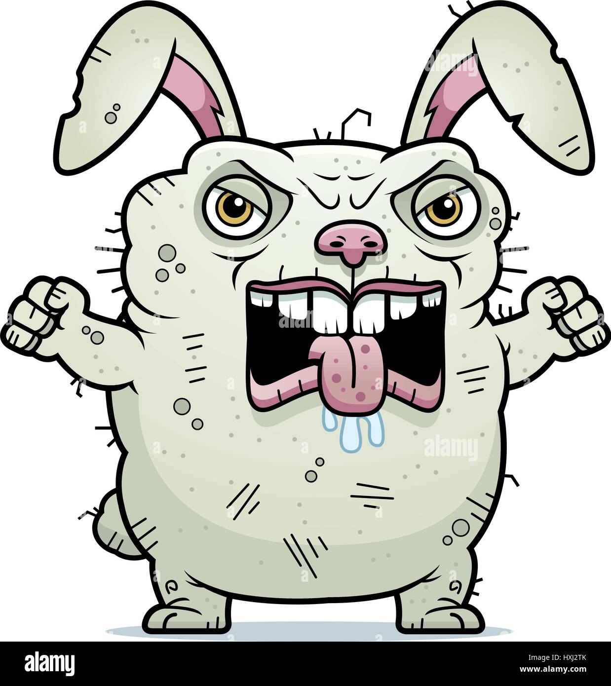 A cartoon illustration of an ugly bunny looking angry Stock Vector ...