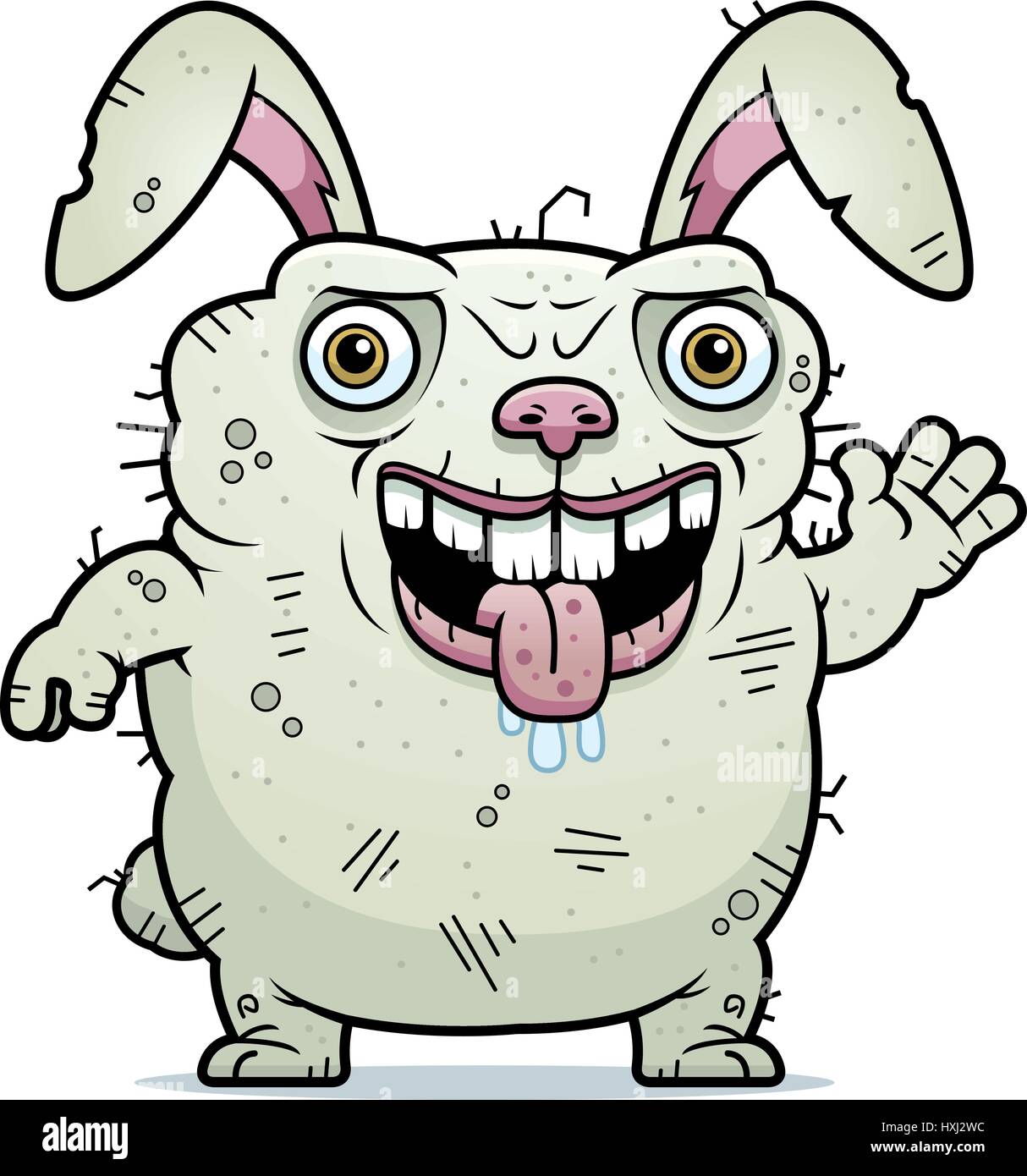 A cartoon illustration of an ugly bunny waving Stock Vector Image & Art ...
