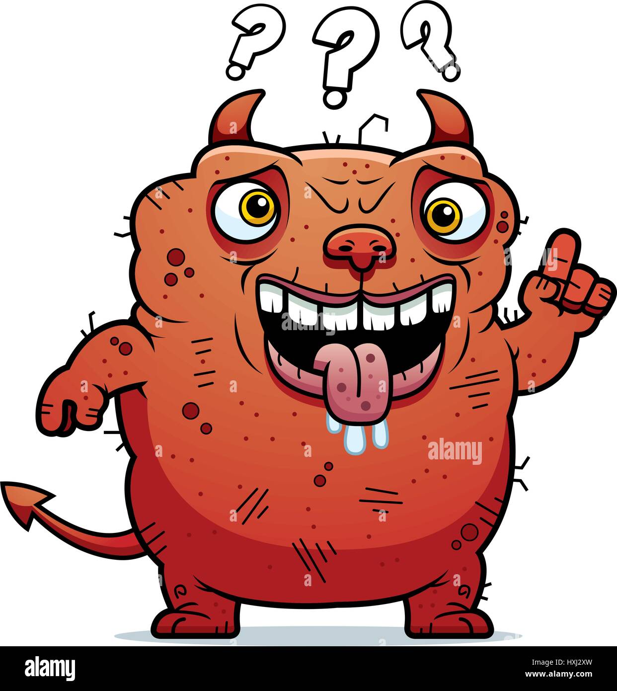 A cartoon illustration of an ugly devil looking confused Stock Vector ...