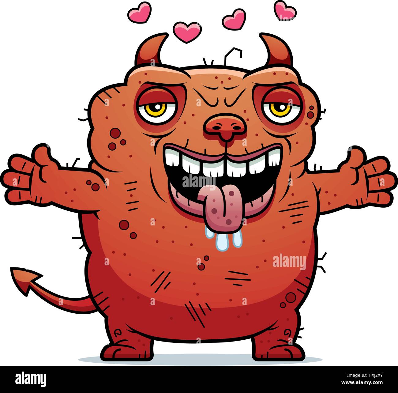 A cartoon illustration of an ugly devil ready to give a hug Stock ...