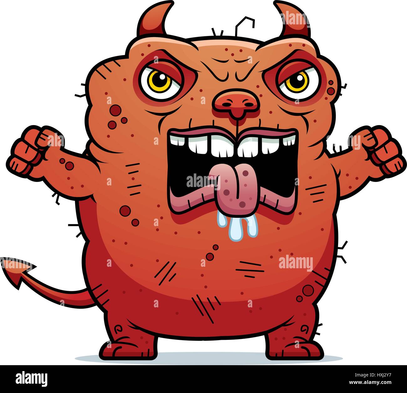 A cartoon illustration of an ugly devil looking angry Stock Vector ...