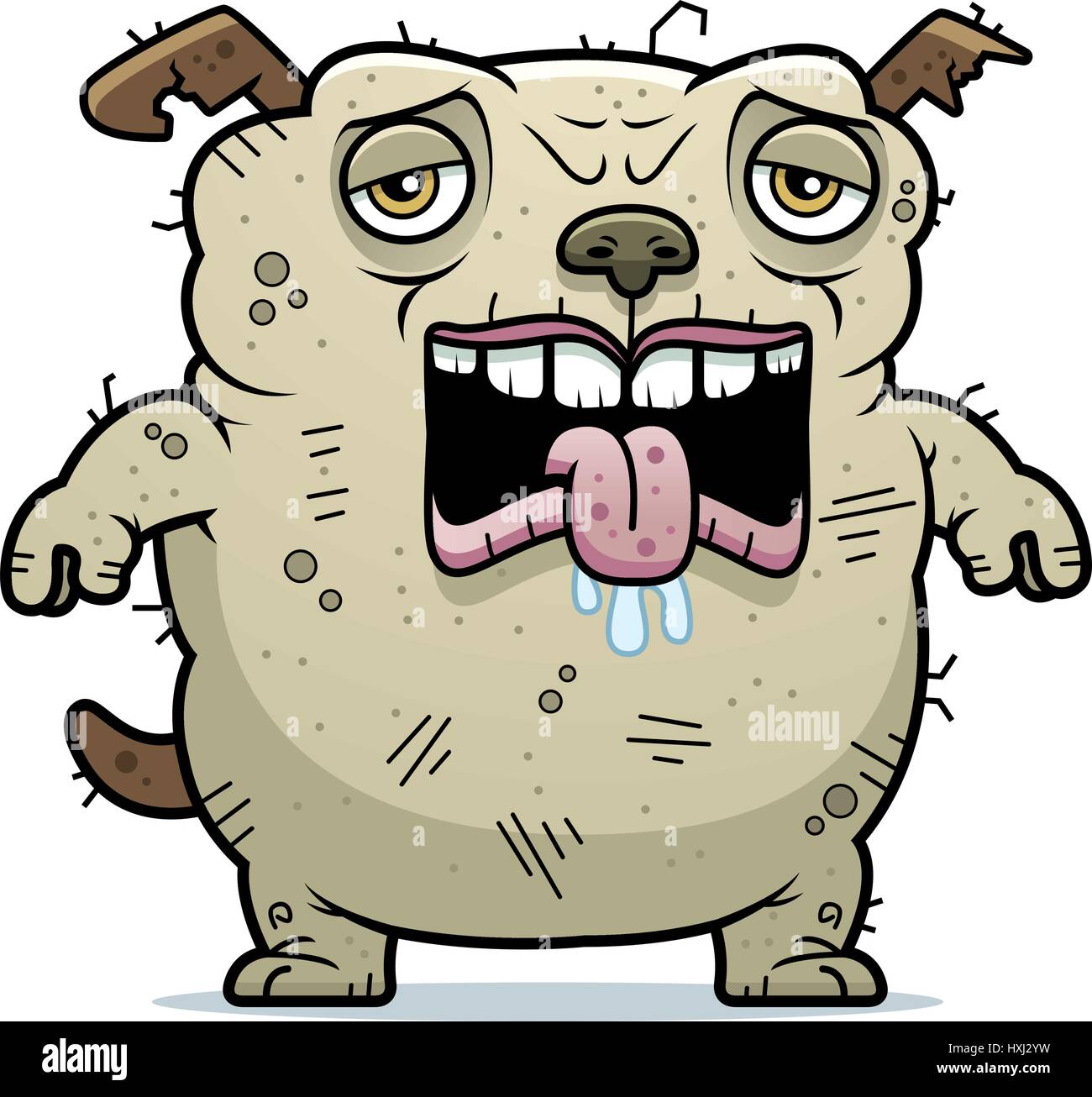 A cartoon illustration of an ugly dog looking tired Stock Vector Image ...