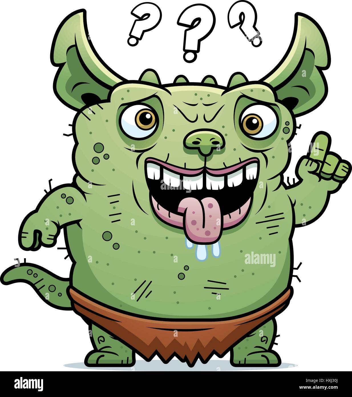 A cartoon illustration of an ugly gremlin looking confused Stock Vector ...