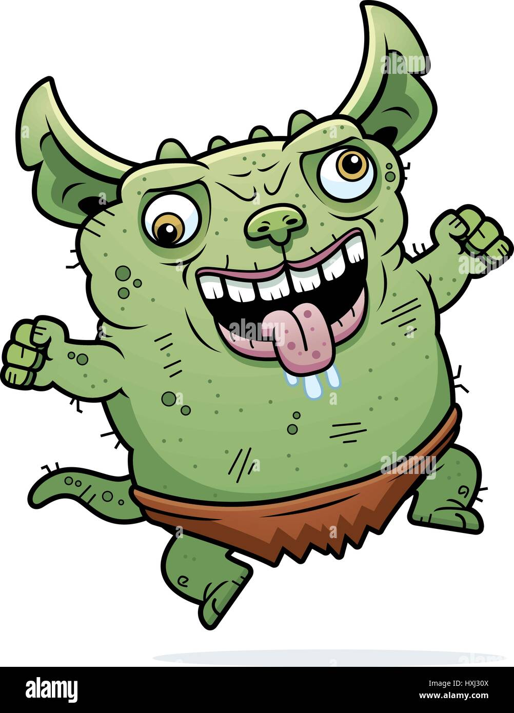 A cartoon illustration of an ugly gremlin looking crazy Stock Vector ...
