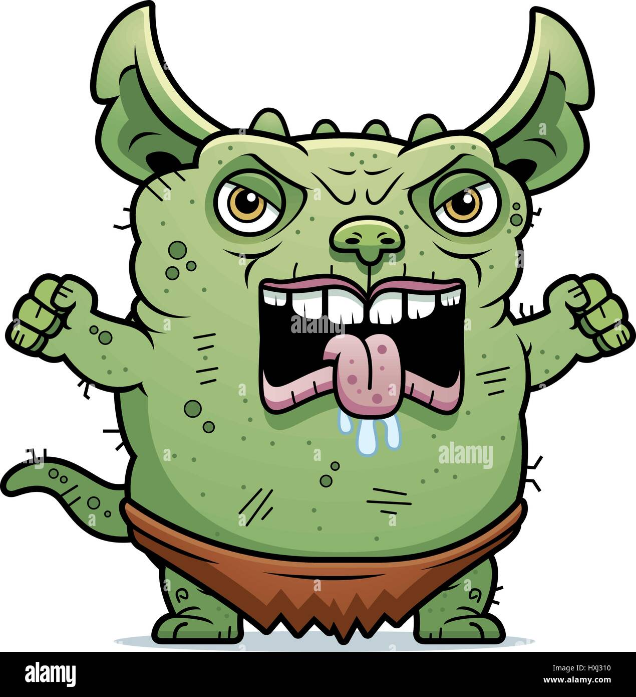 A cartoon illustration of an ugly gremlin looking angry Stock Vector ...