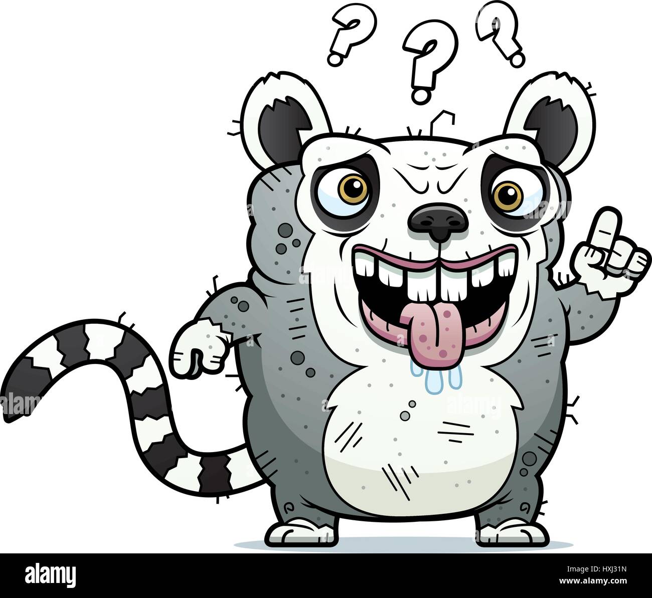 A cartoon illustration of an ugly lemur looking confused Stock Vector ...